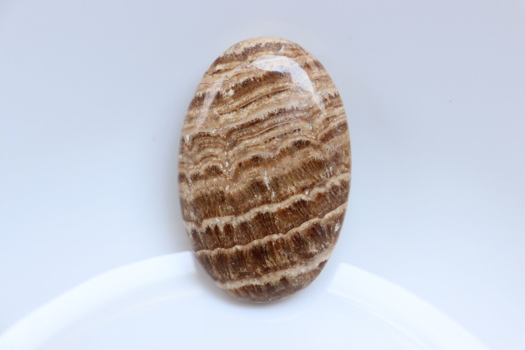Natural Yellow Banded Aragonite Palm Stone. Healing Stone, Polished ...