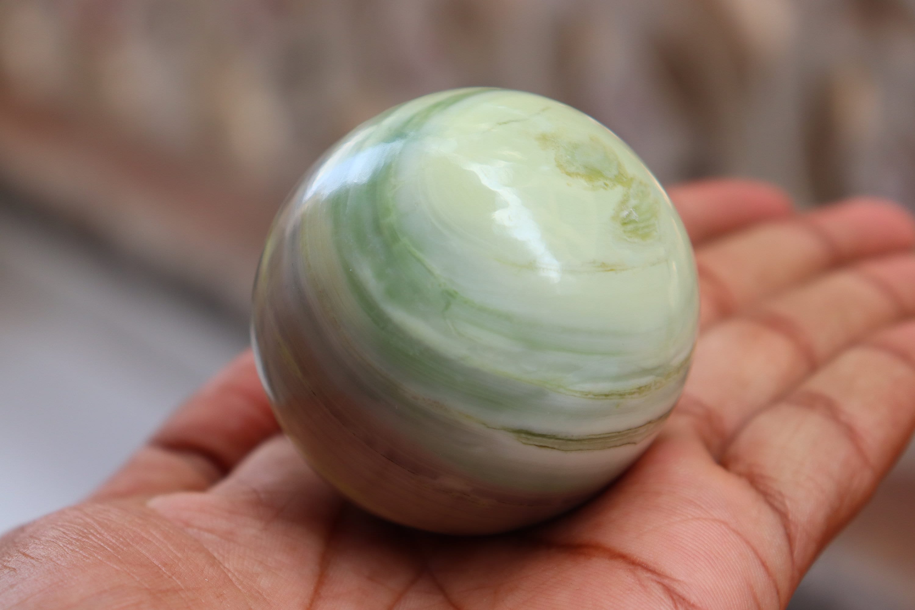 Green Serpentine Sphere Stone Banded Green Serpentine Sphere - Etsy