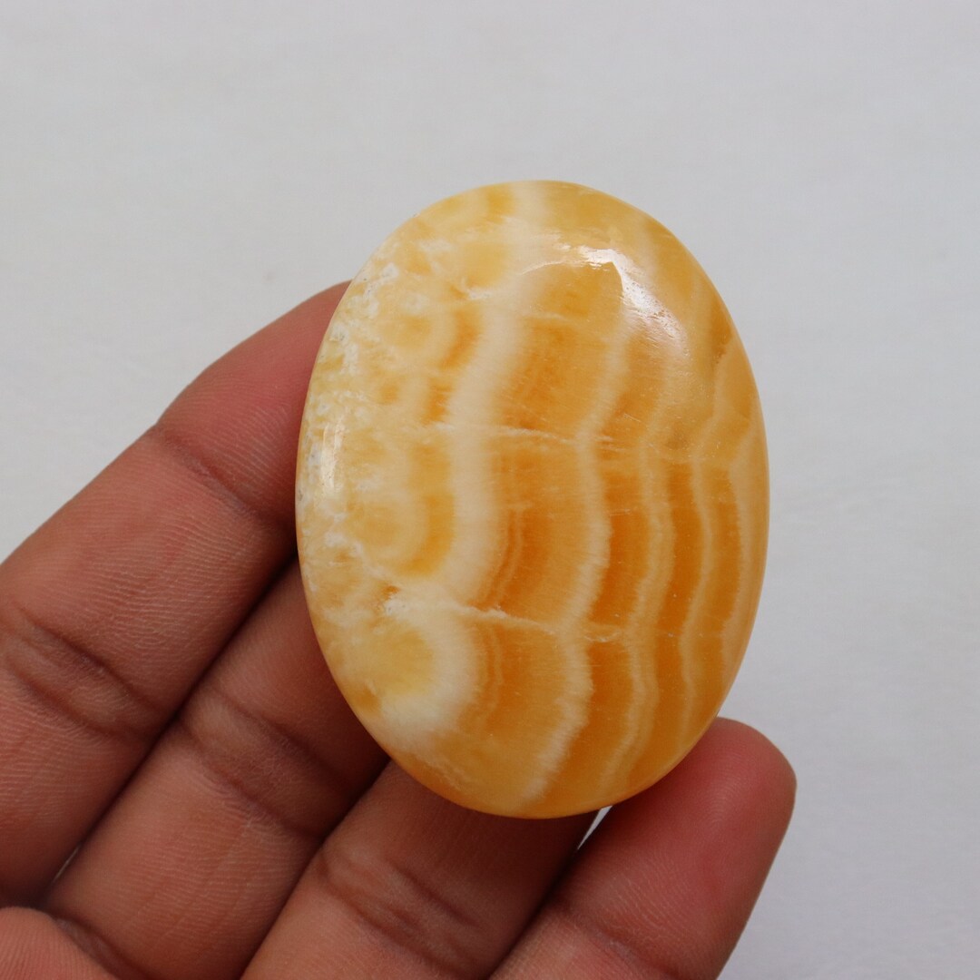 Designer Yellow Banded Calcite Palmstone, Mexican Yellow Calcite Stone ...