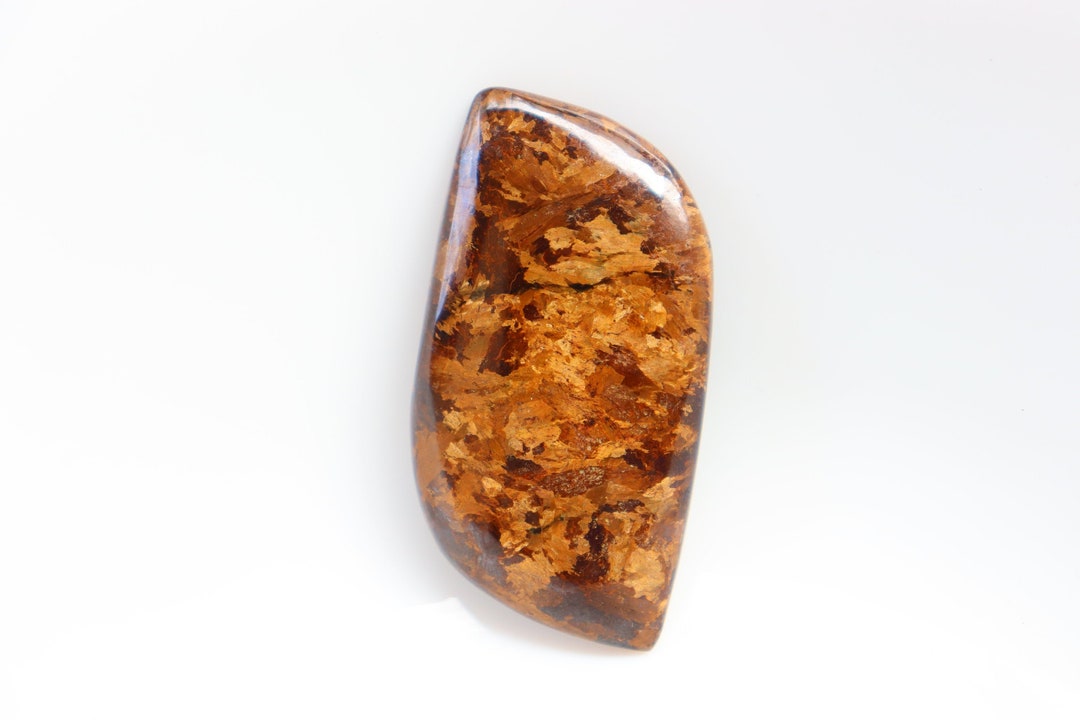 Luminous Bronzite Cabochon, Shimmering Golden Swirls Bronzite Cabochon ...