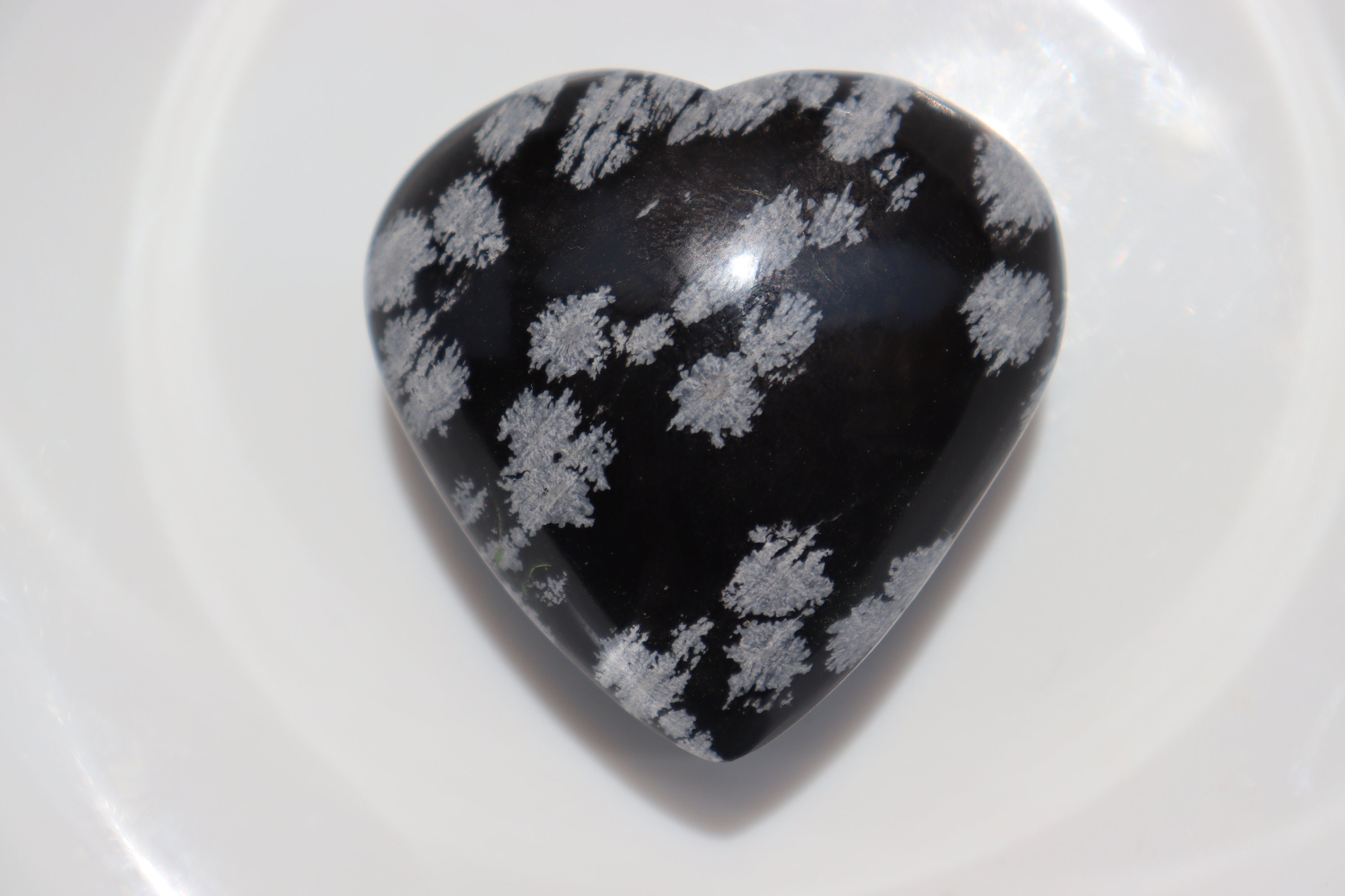 Snowflake Obsidian Heart Base & Solar Plexus Chakras Healing | Etsy