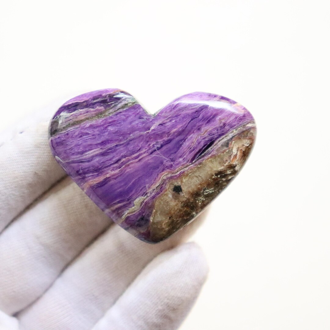Rare Charoite Heartstone, Natural Charoite Stone From Russia, High ...