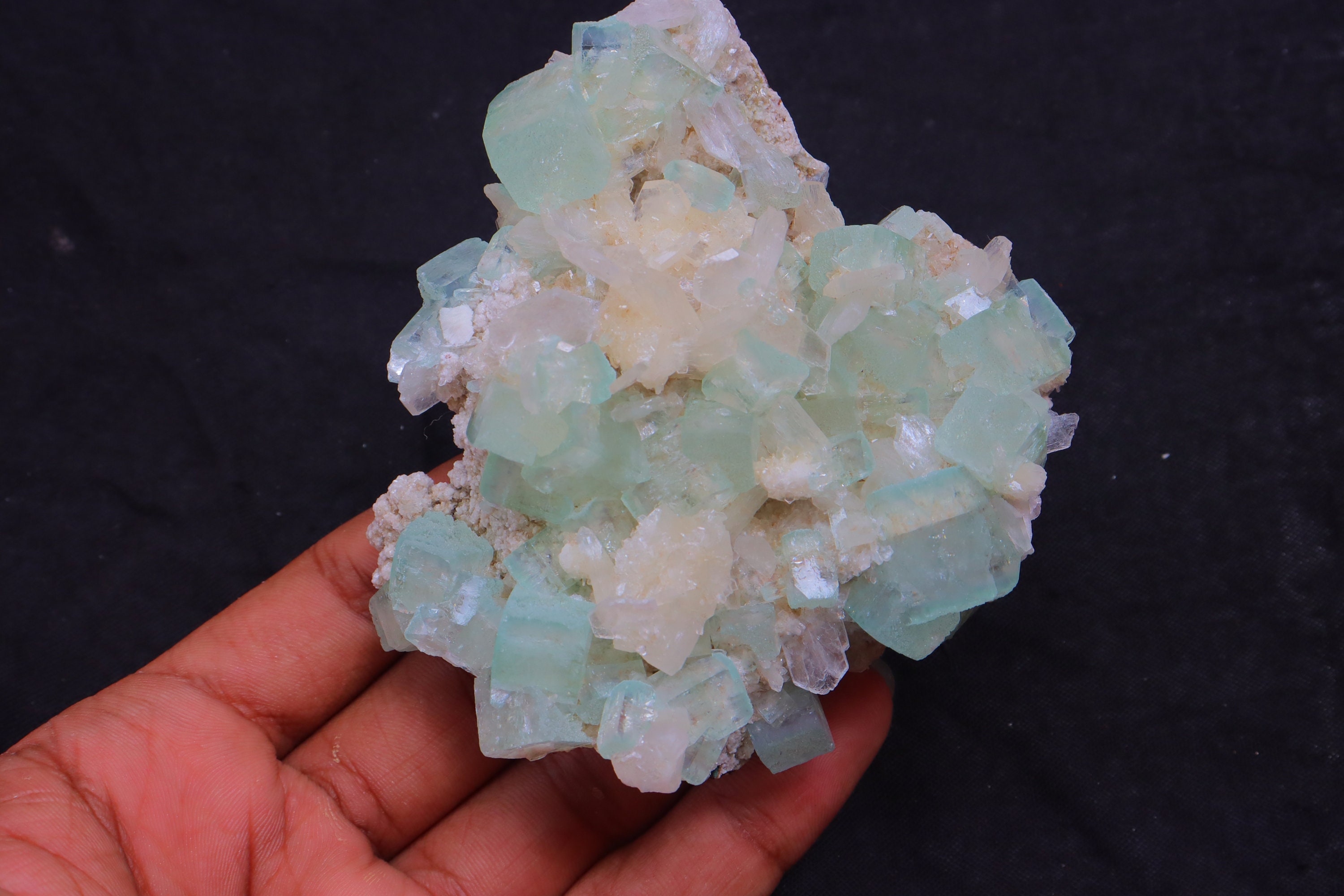 Apofilita Verde Natural en Stilbite Cúmulo de Cristal de | Etsy