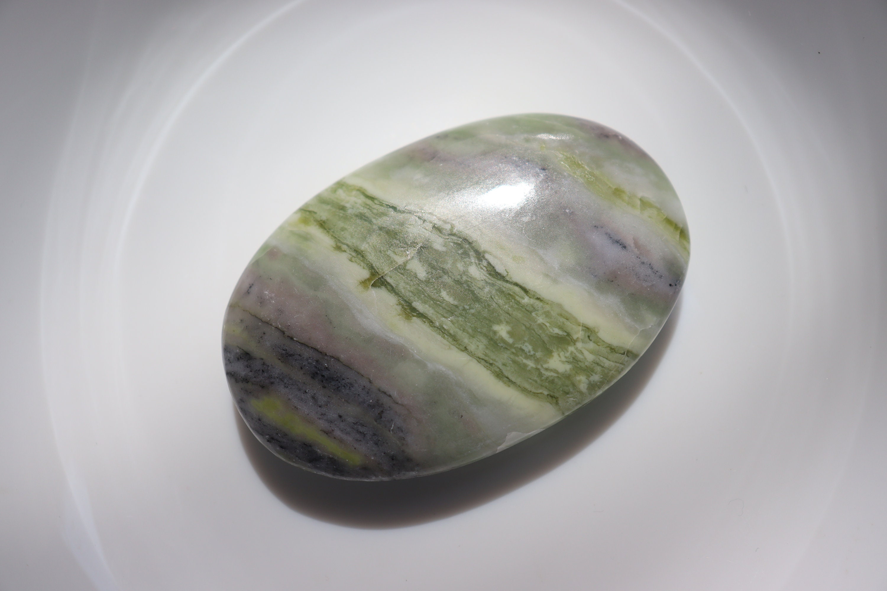 Green Serpentine Palm Stone Banded Green Serpentine Palm | Etsy