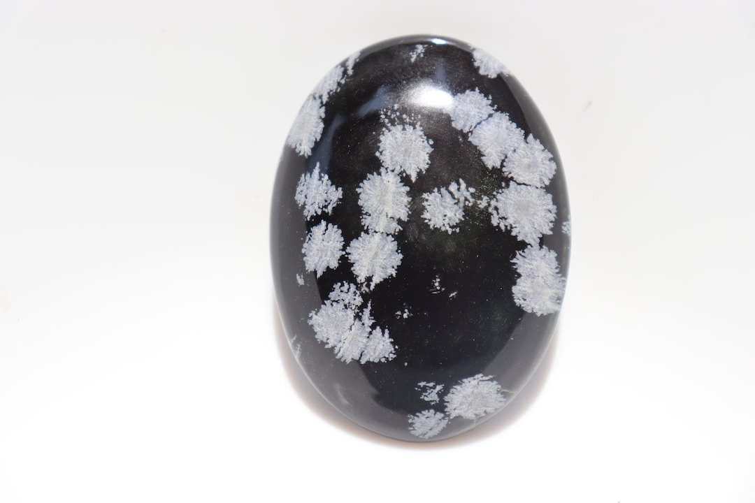 Snowflake Obsidian Palm Stone, Base & Solar Plexus Chakras Healing ...