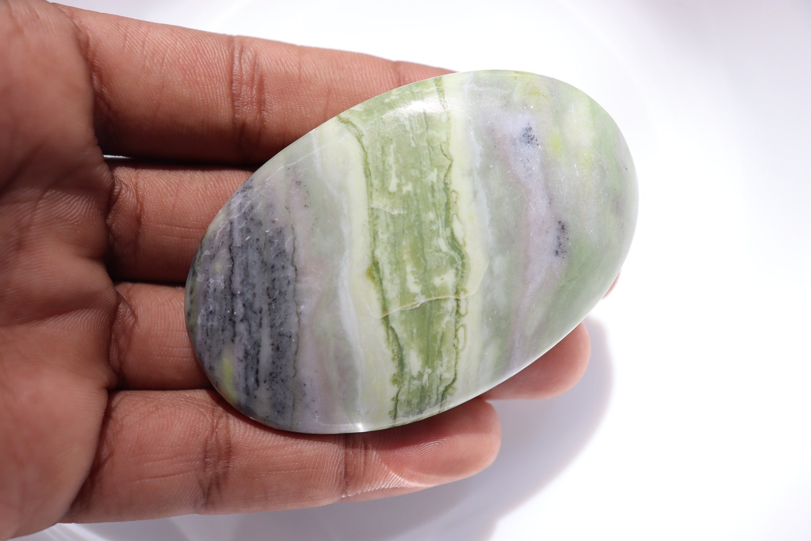Green Serpentine Palm Stone Banded Green Serpentine Palm - Etsy
