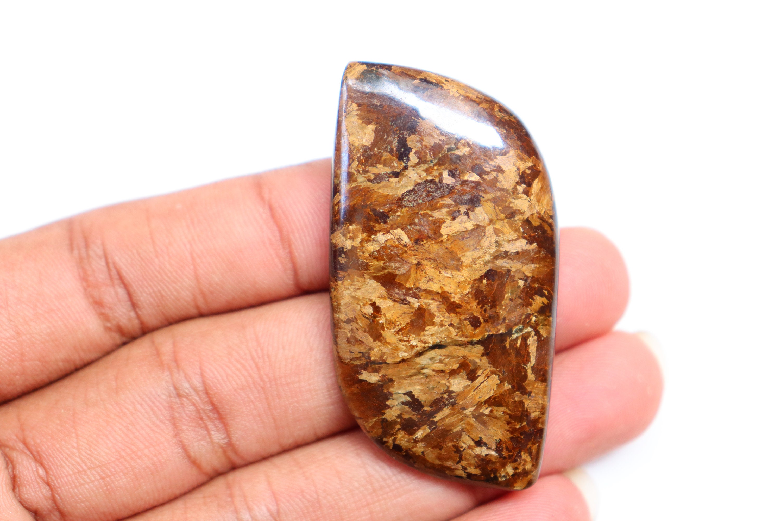 Luminous Bronzite Cabochon Shimmering Golden Swirls Bronzite - Etsy