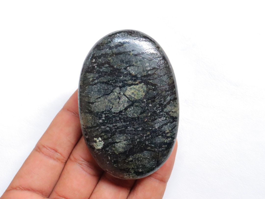 Unique Flower Nuummite Palm Stone, Natural Flower Nuummite Palm ...