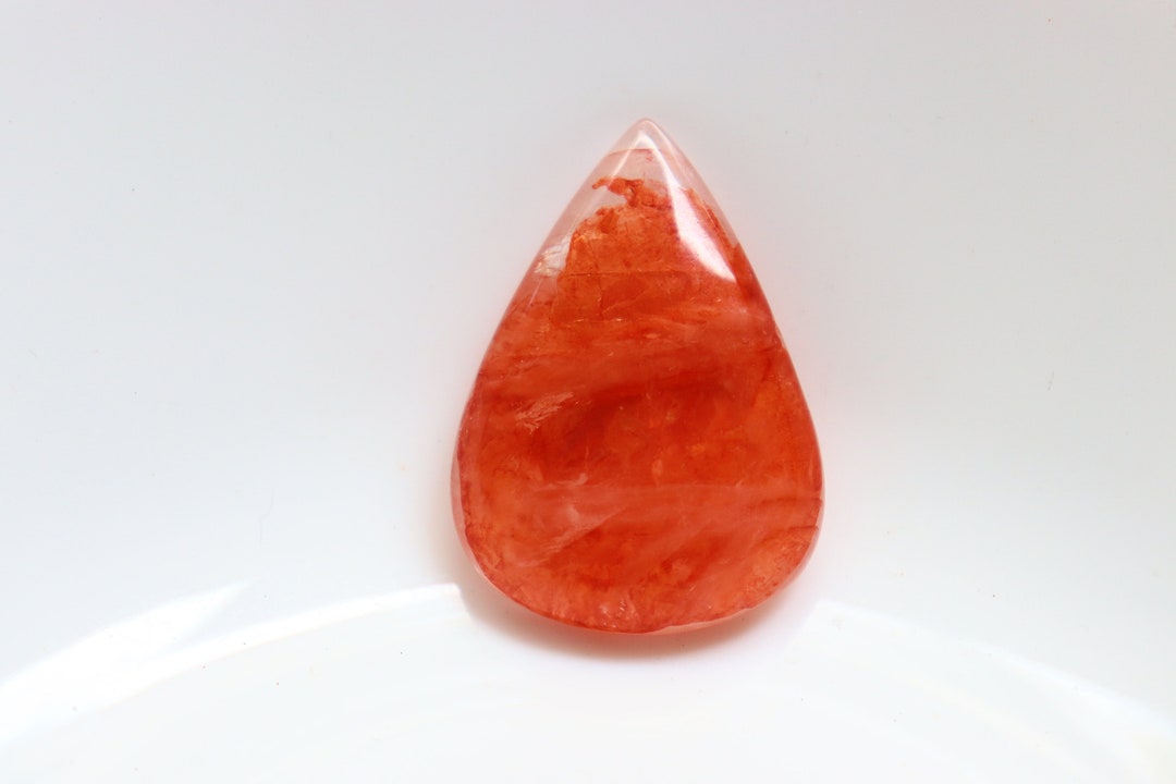 Cherry Quartz Cabochon, Edelsteine, Heilstein, Rot und Orange Kristall ...