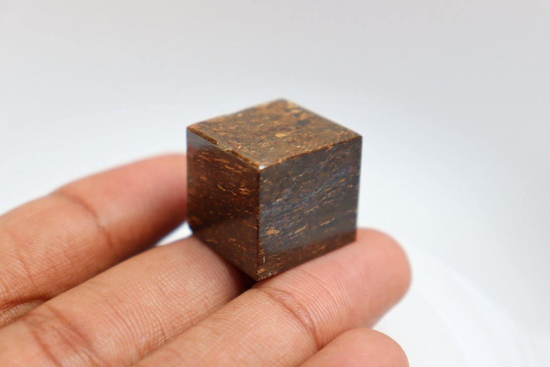 Luminous Bronzite Cube Stone, Shimmering Golden Swirls Bronzite Cube ...