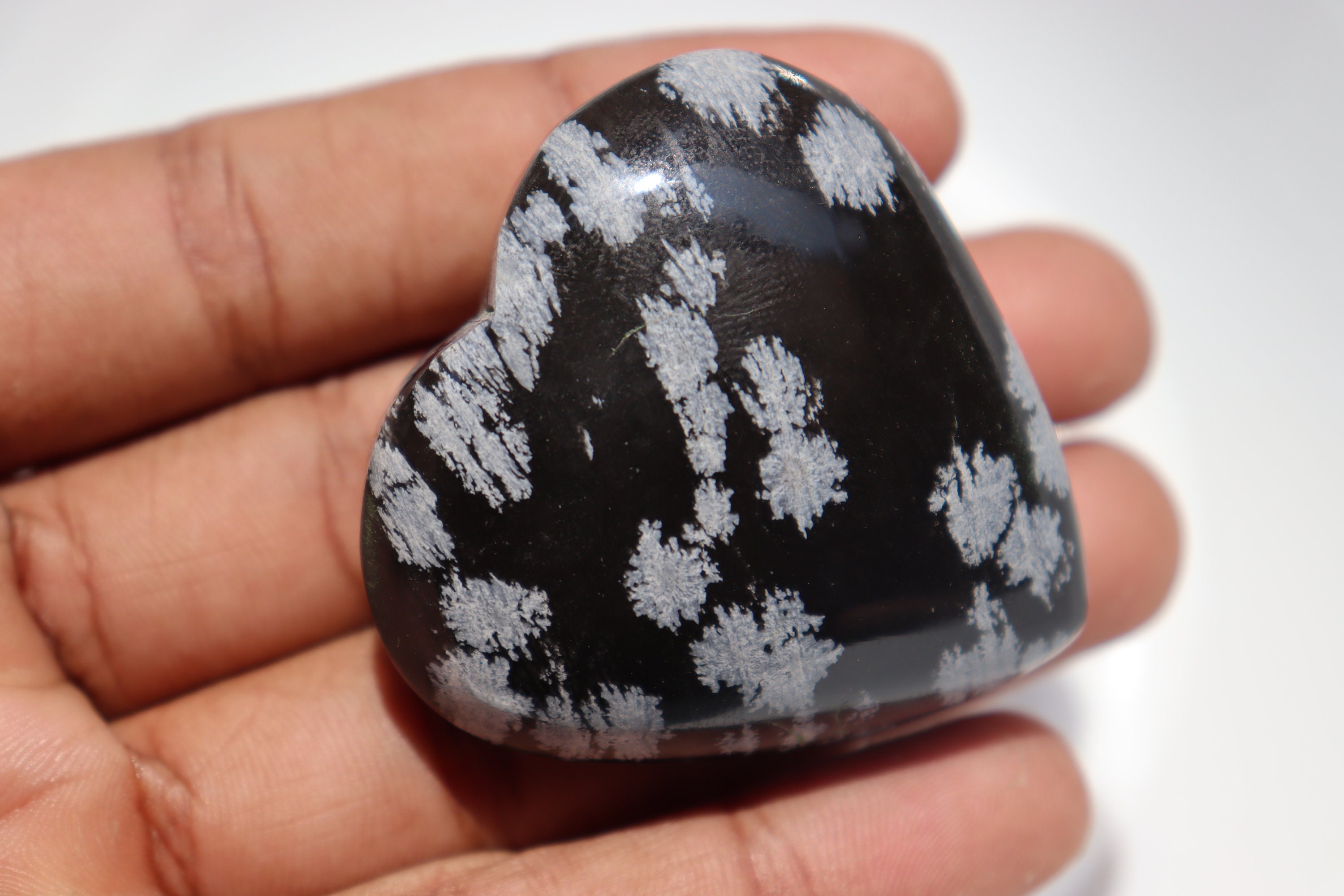 Snowflake Obsidian Heart Base & Solar Plexus Chakras Healing | Etsy