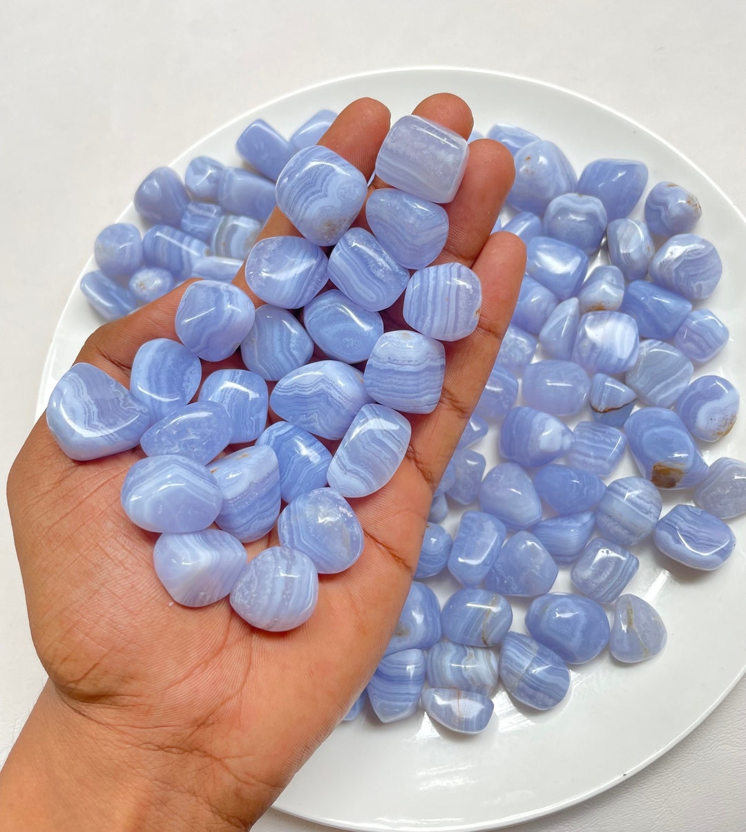 Blue Lace Agate Tumbled Stone, Natural Blue Lace Agate Stone, Blue Lace ...