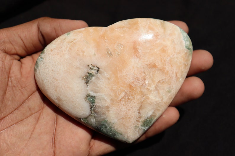 XXL Peach Stilbite Green Stillbite Mixed Heart the Stone | Etsy