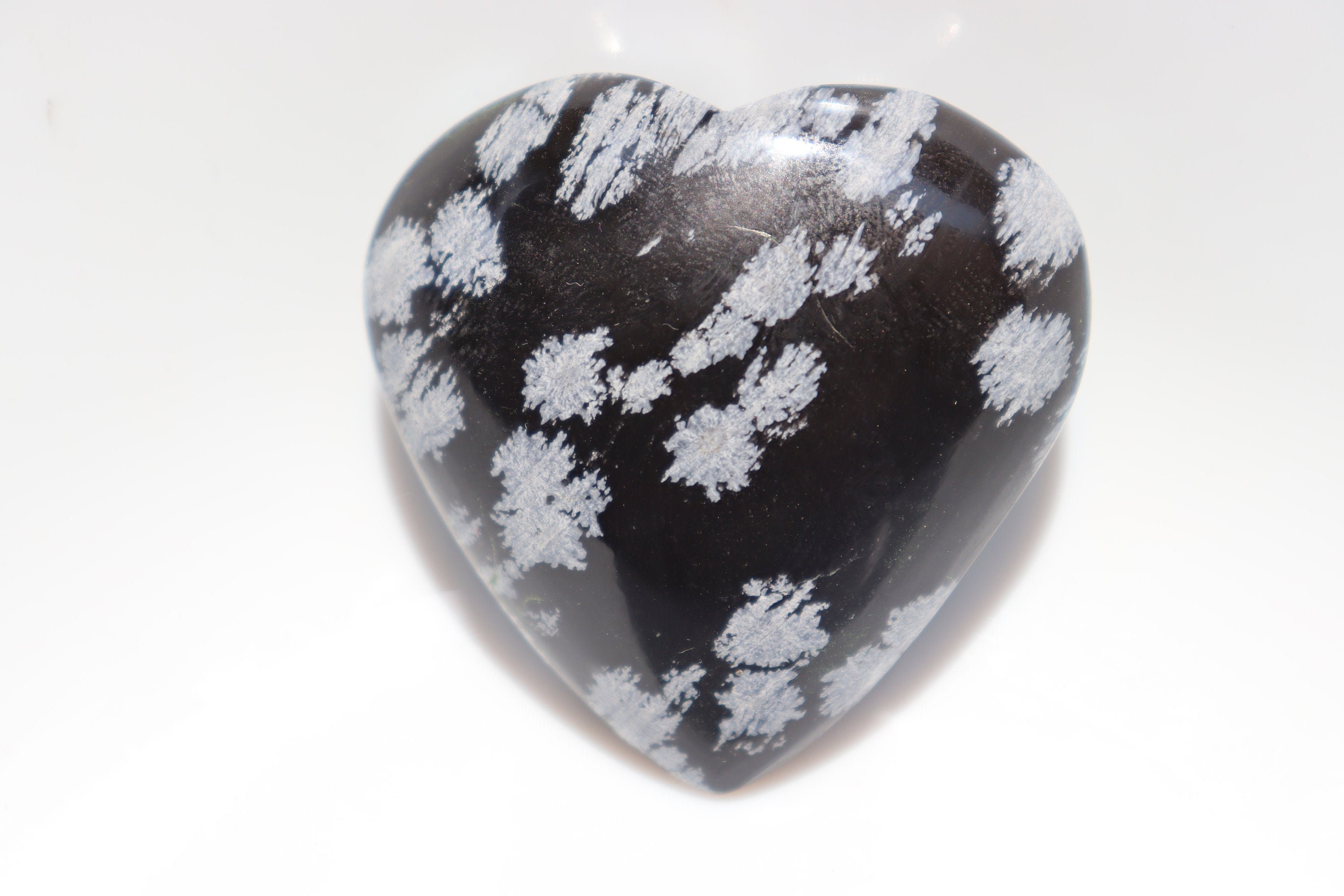 Snowflake Obsidian Heart Base & Solar Plexus Chakras Healing | Etsy