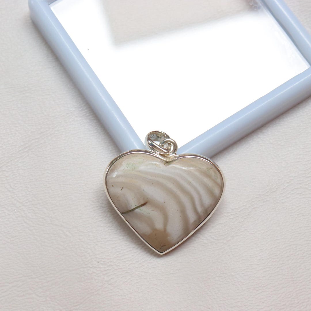 Rare Flint Stone Heart Silver Pendant, 925 Sterling Silver Pendant ...