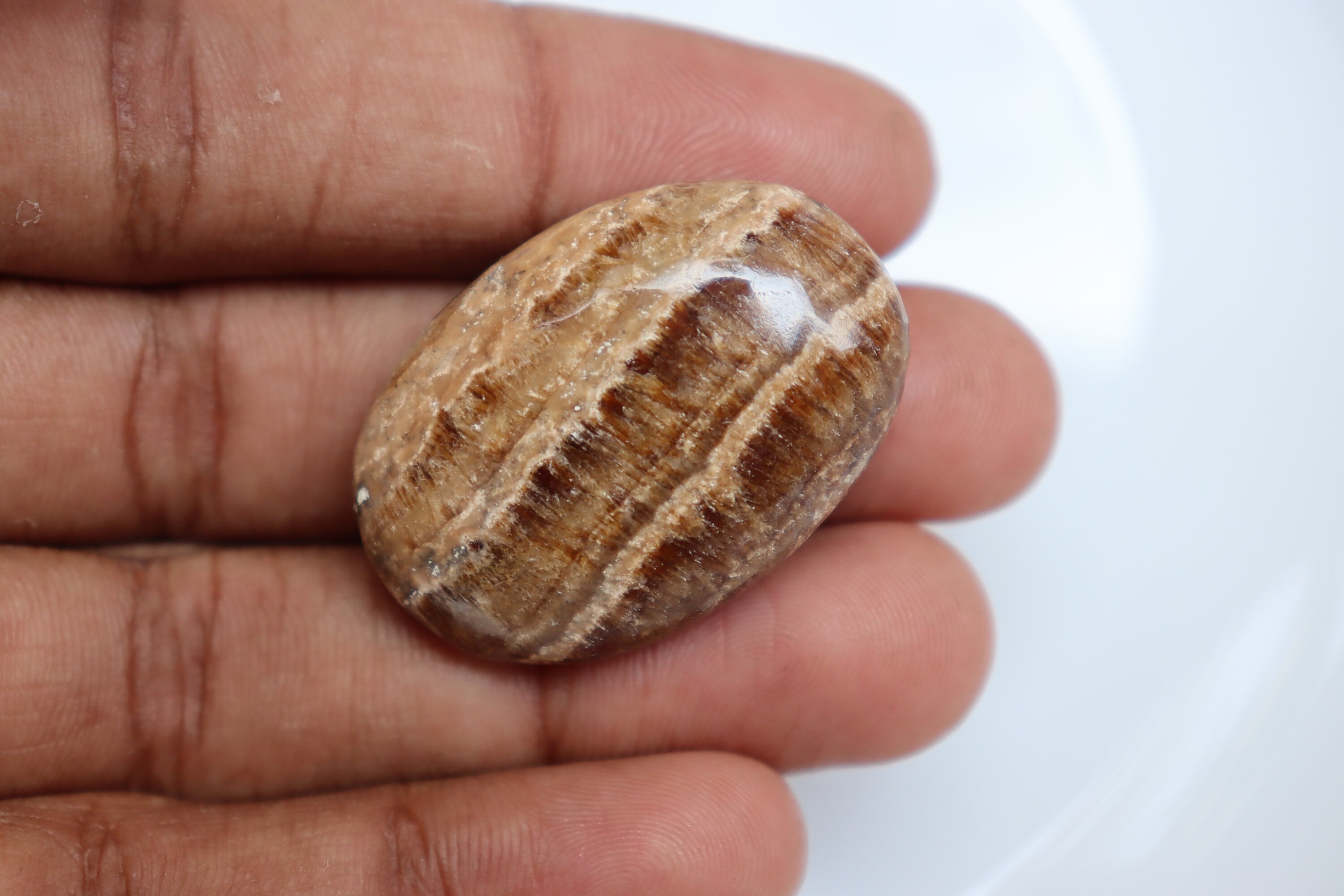 Natural Yellow banded aragonite palm stone. healing stone | Etsy