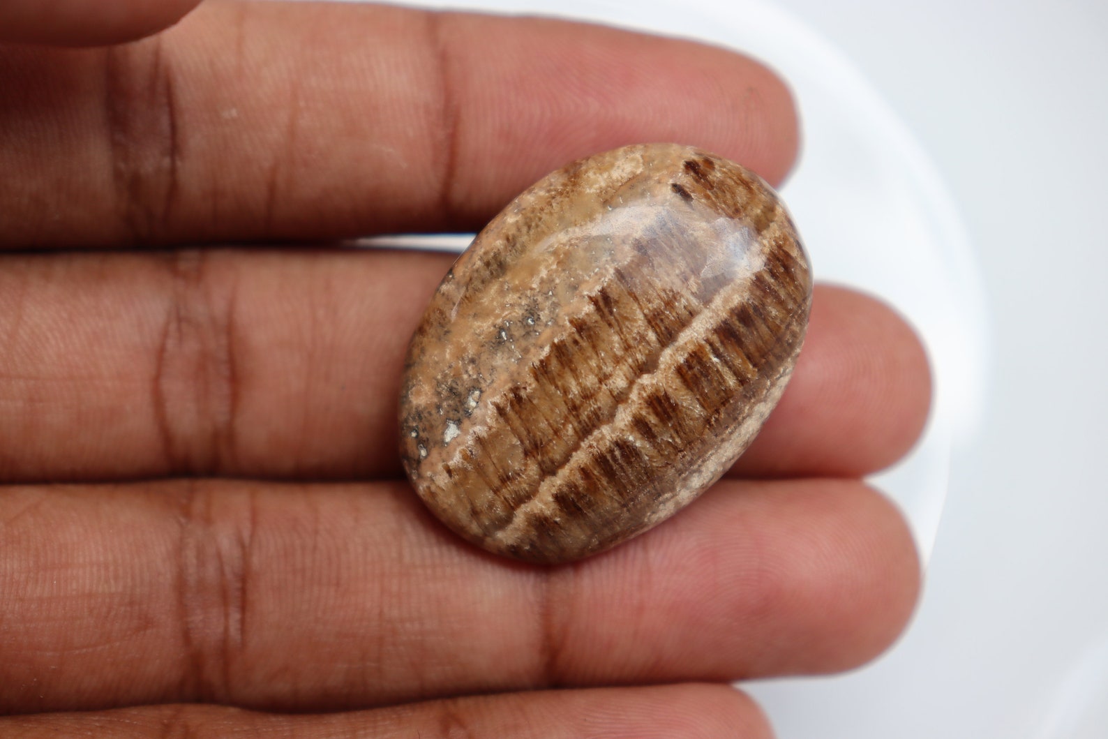 Natural Yellow Banded Aragonite Palm Stone. Healing Stone, Polished ...