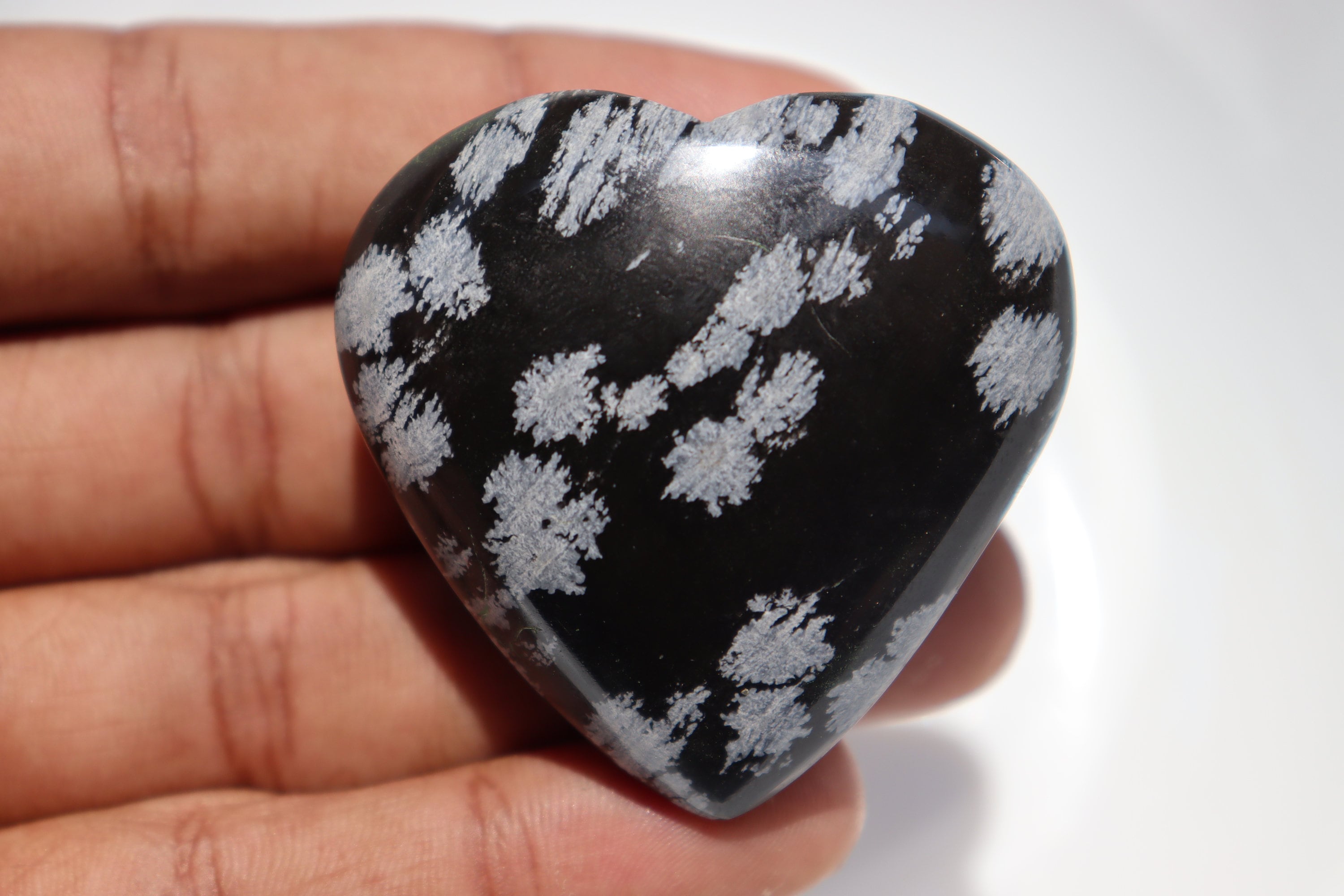 Snowflake Obsidian Heart Base & Solar Plexus Chakras Healing | Etsy