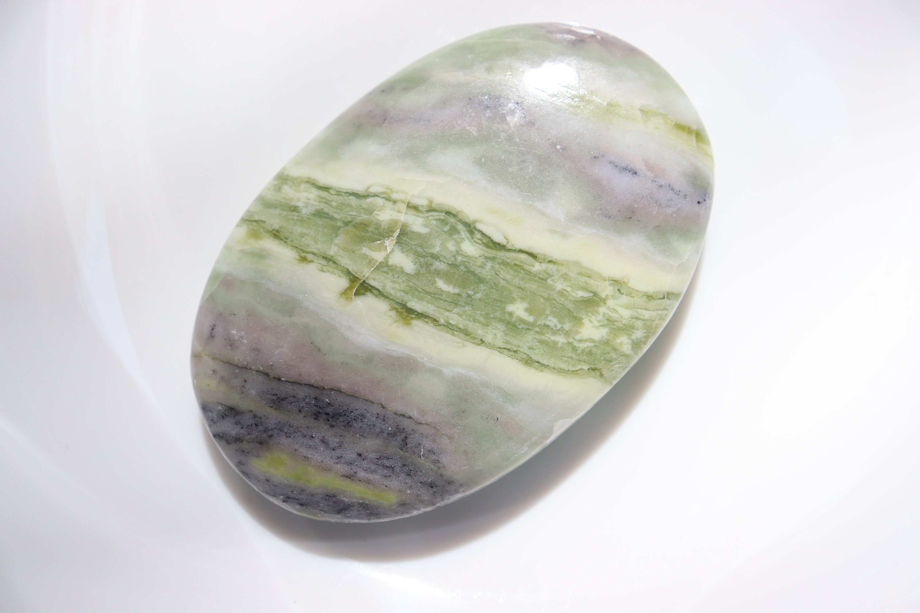 Green Serpentine Palm Stone Banded Green Serpentine Palm - Etsy.de