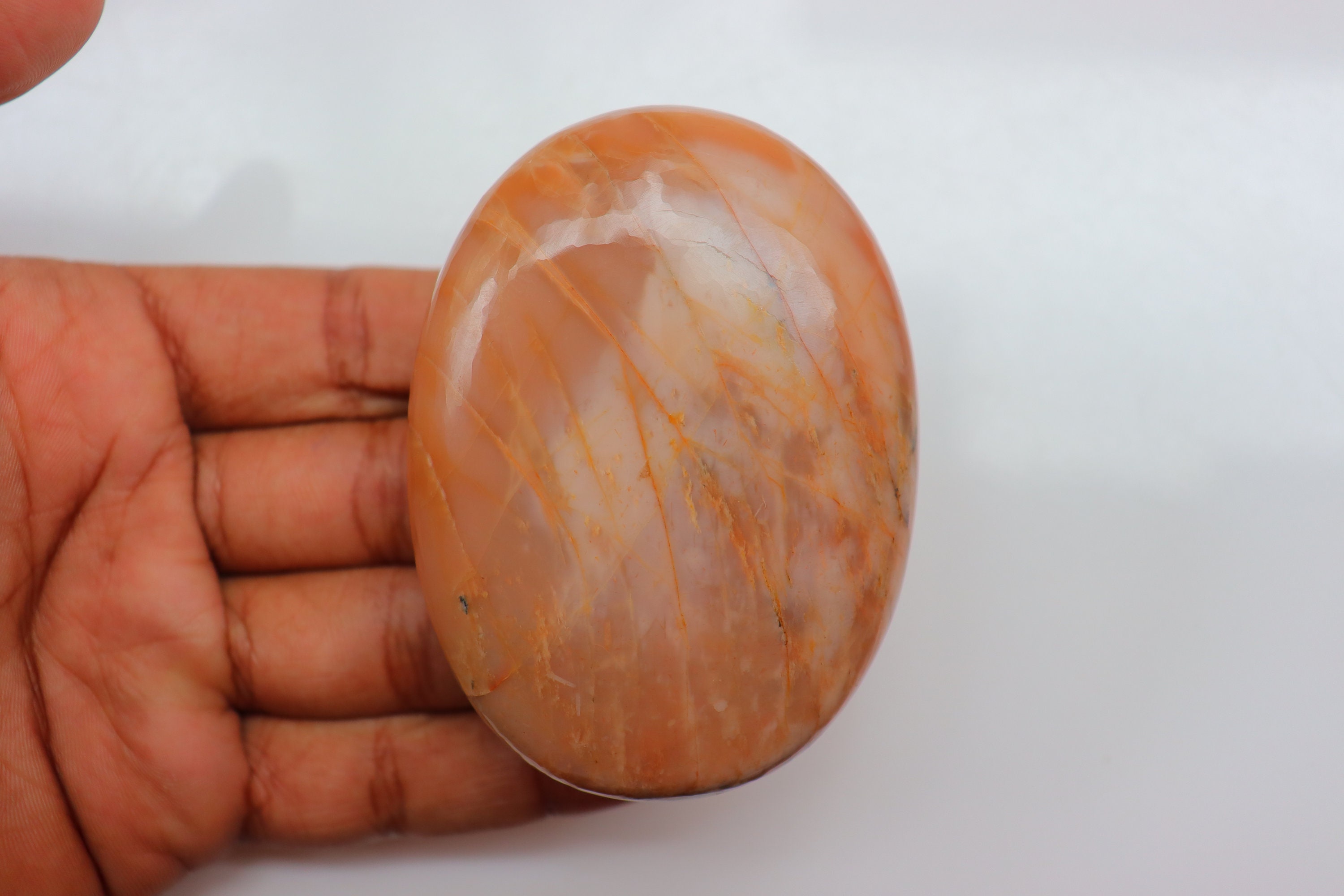 Large Shiny Peach moonstone Palmstone Polished Moonstone | Etsy