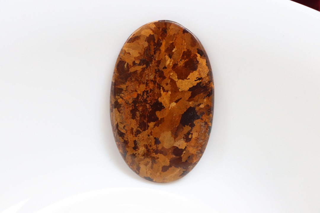 Luminous Bronzite Cabochon, Shimmering Golden Swirls Bronzite Cabochon ...