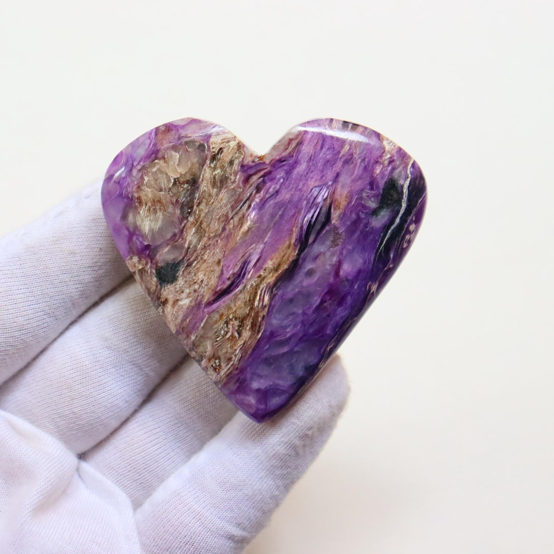Rare Charoite Heartstone, Natural Charoite Stone From Russia, High ...