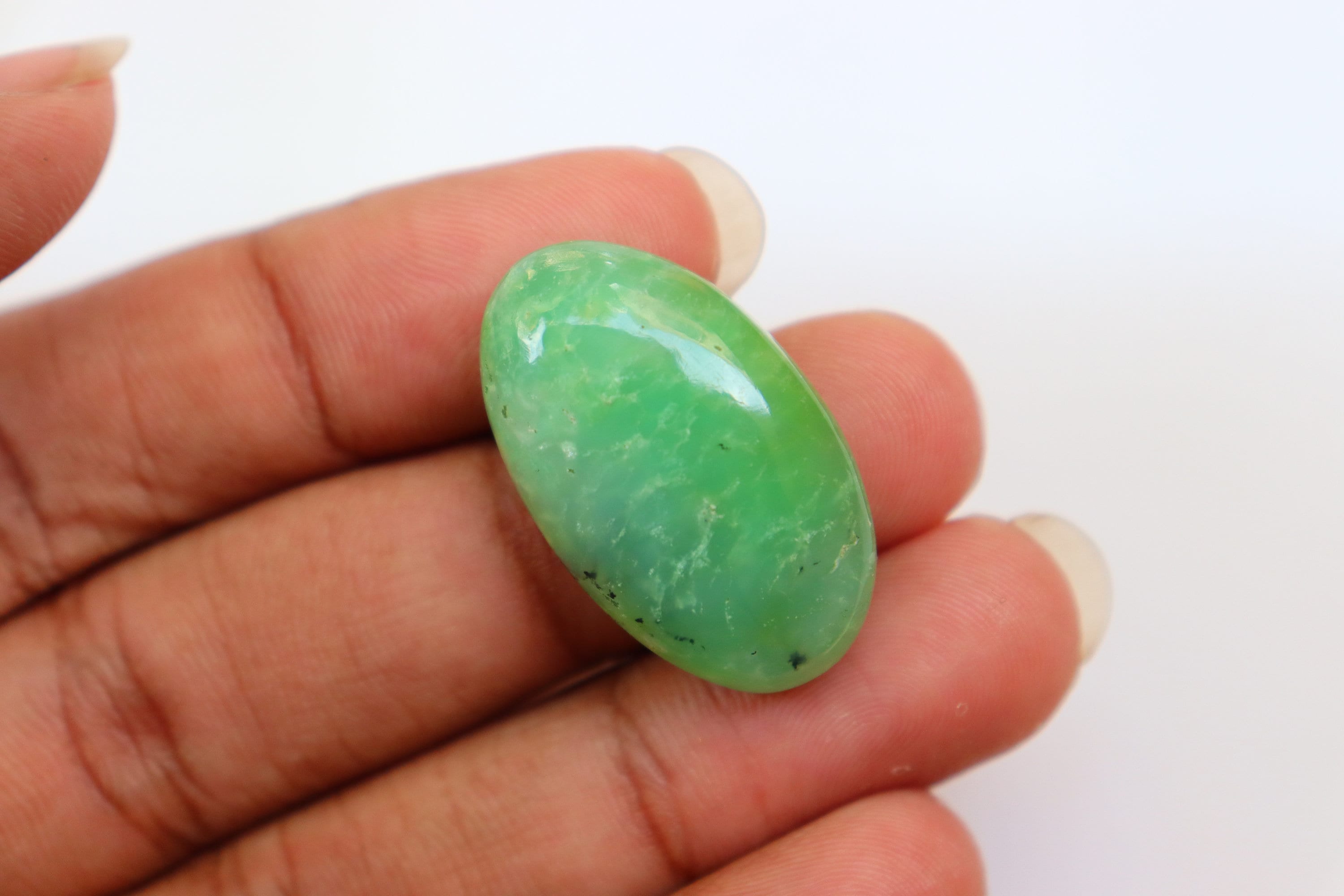 Green Chrysoprase Cabochon, Loose Stone, Natural Chrysoprase Cabochon ...