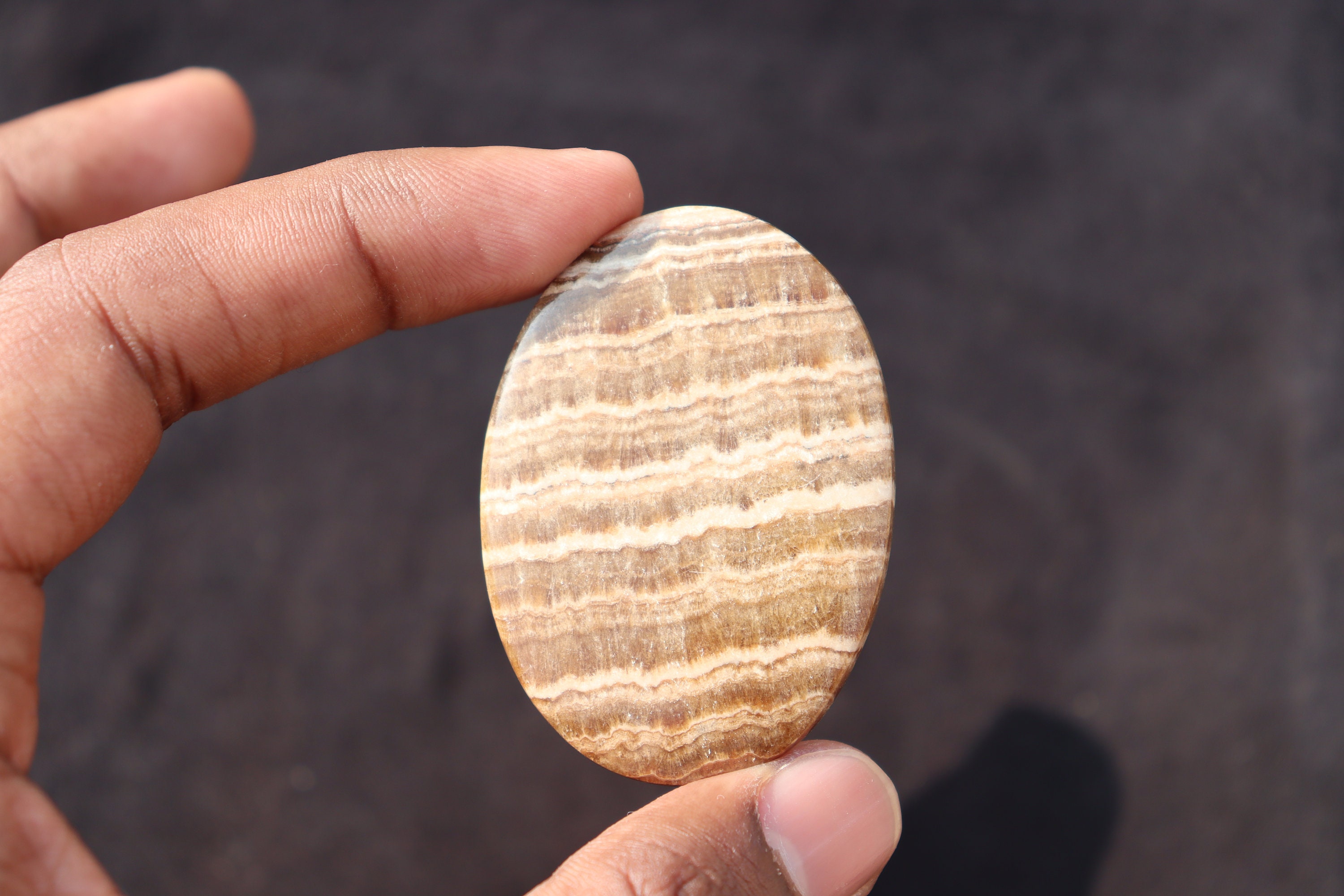 Natural Yellow Banded Aragonite Cabochon Stone. Healing Stone, Polished ...