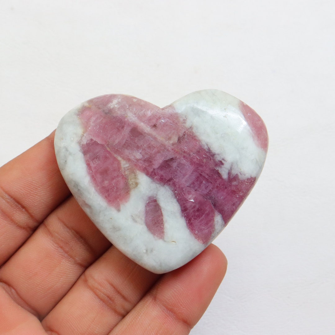 Pink Tourmaline Heartstone, Natural Pink Tourmaline Heart, Calming ...