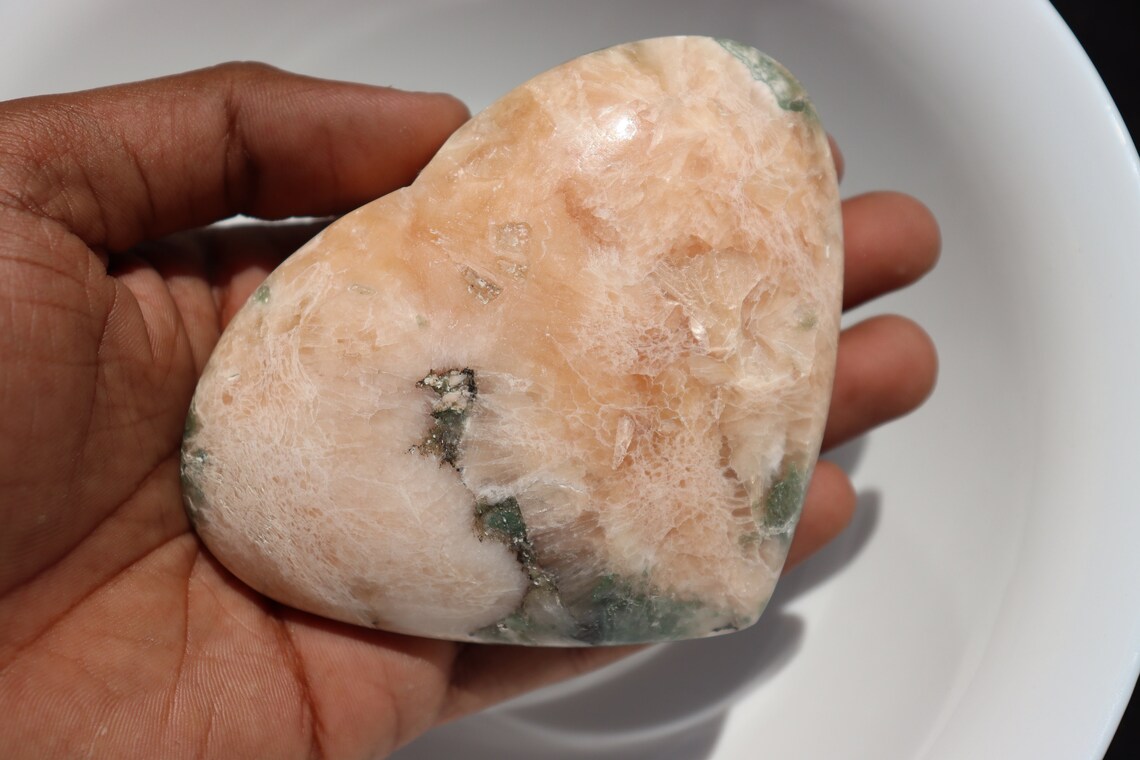 XXL Peach Stilbite Green Stillbite Mixed Heart the Stone | Etsy