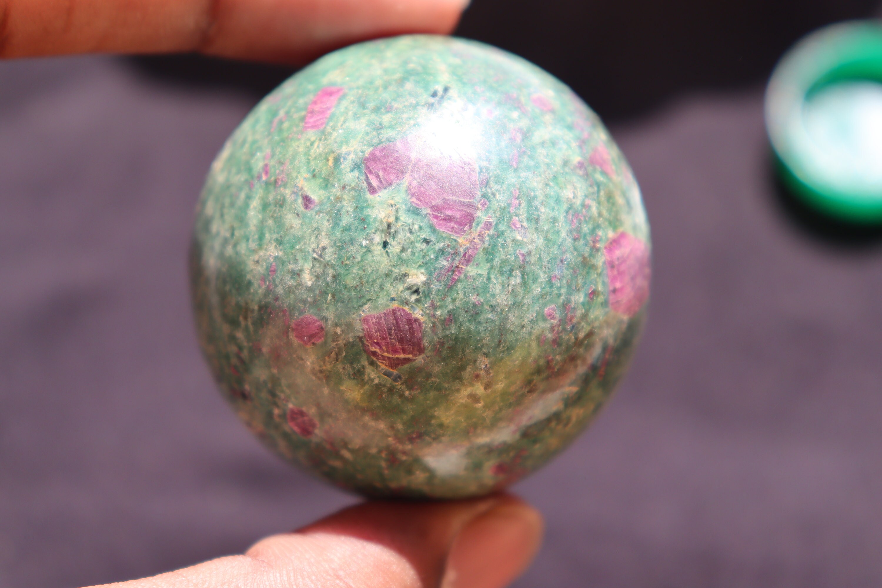 RUBY FUCHSITE SPHERE bit Kyanite crystal sphere crystal | Etsy