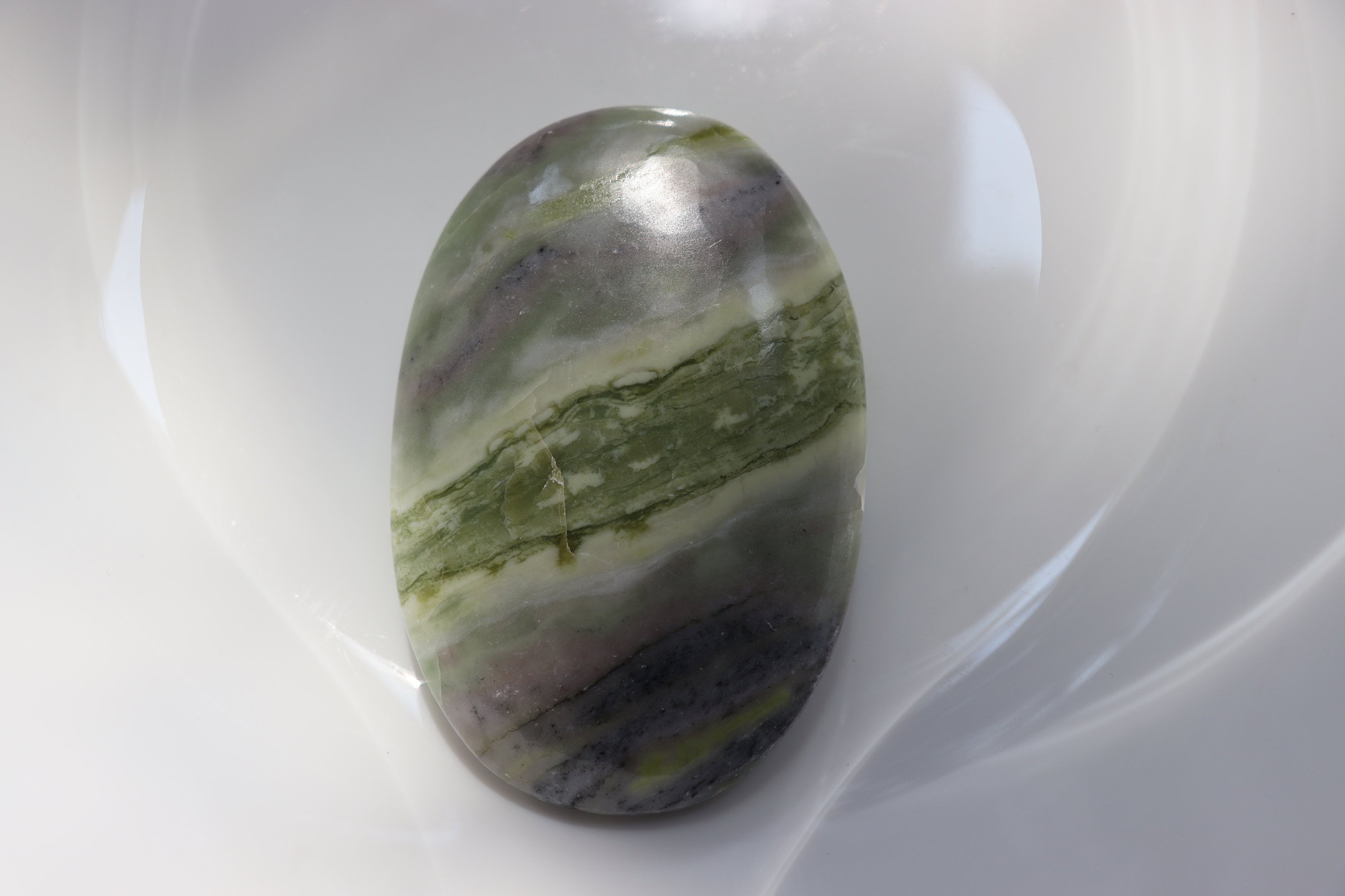 Green Serpentine Palm Stone Banded Green Serpentine Palm - Etsy.de