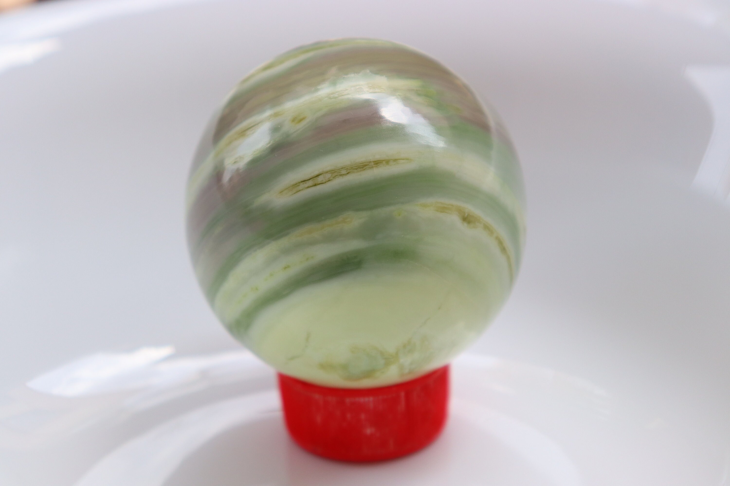 Green Serpentine Sphere Stone Banded Green Serpentine Sphere - Etsy