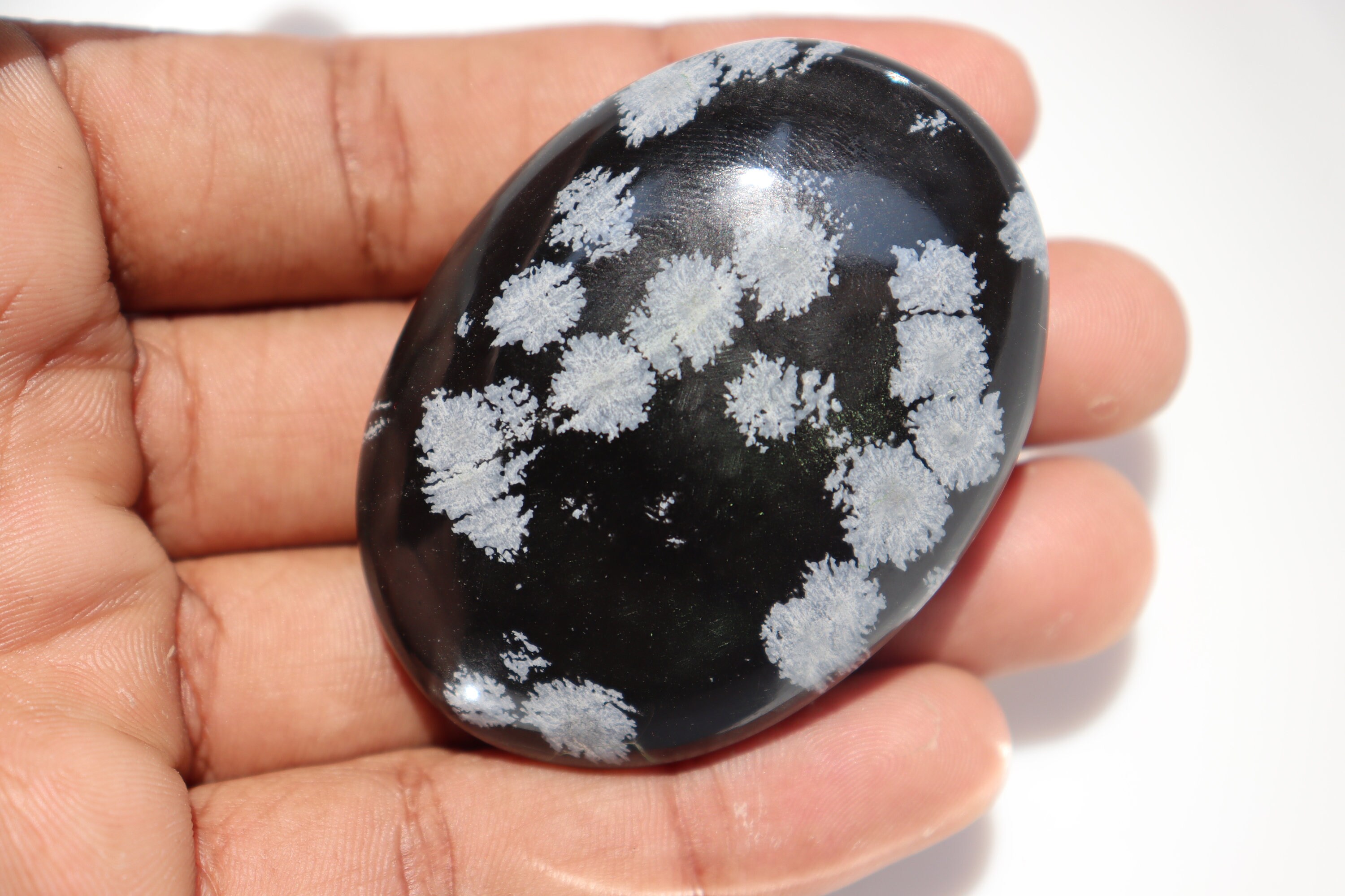 Snowflake Obsidian Palm Stone Base & Solar Plexus Chakras - Etsy