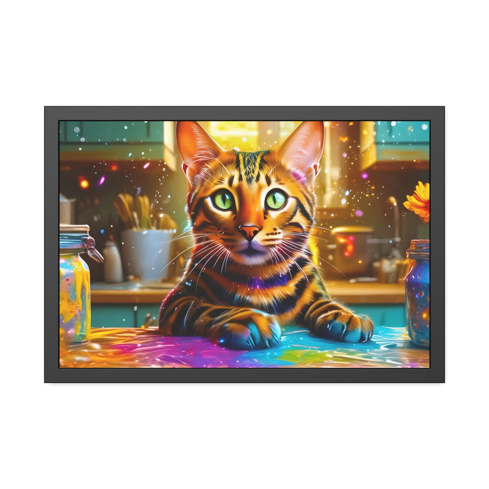 Bengal Cat Artwork Framed Paper Posters - Etsy
