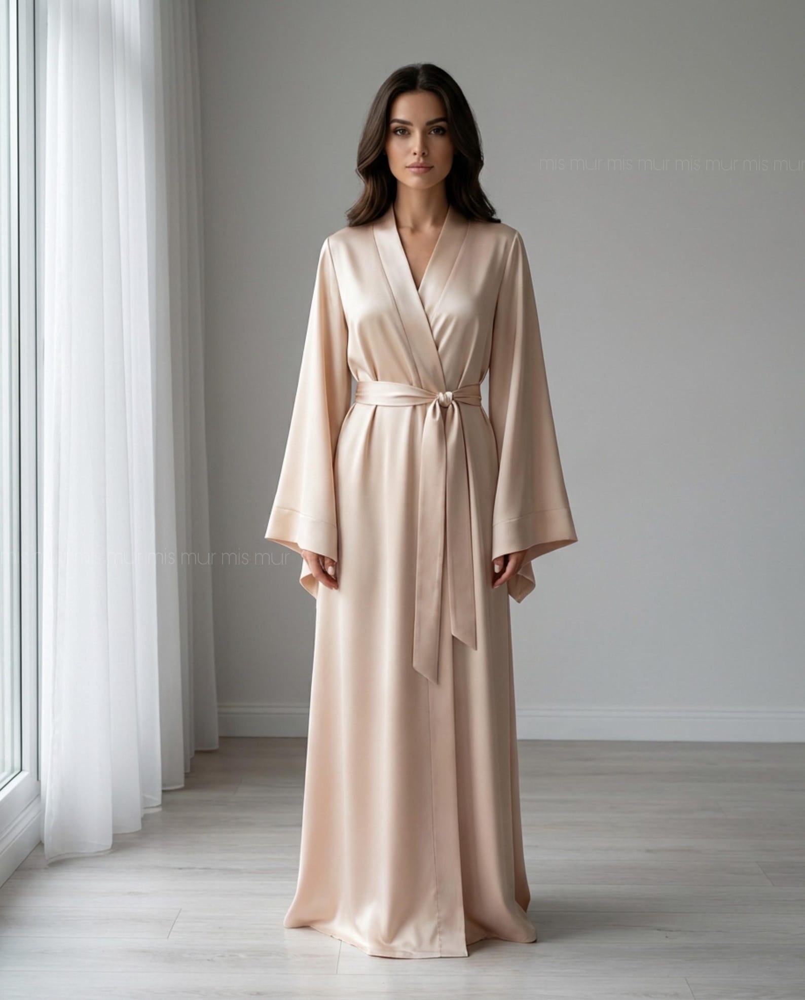 Floor Length Silk Satin Kimono Robe, Luxury Long Robe for Women ...