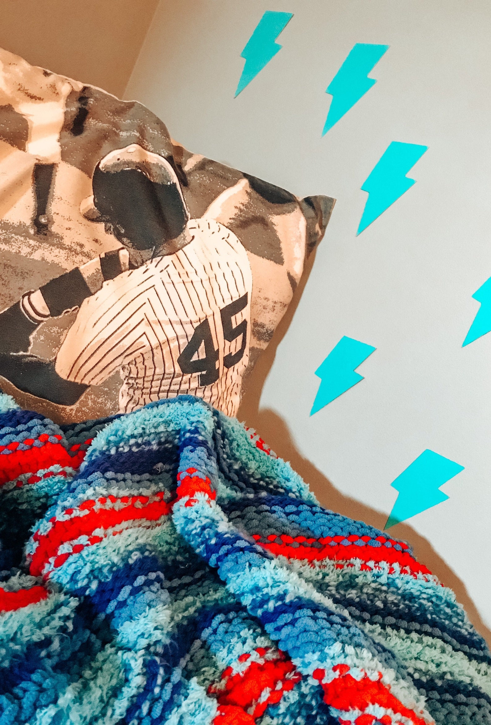 Blue Lightning Bolt Room Decor for Boys / Sports Room Decor / Wall Art ...