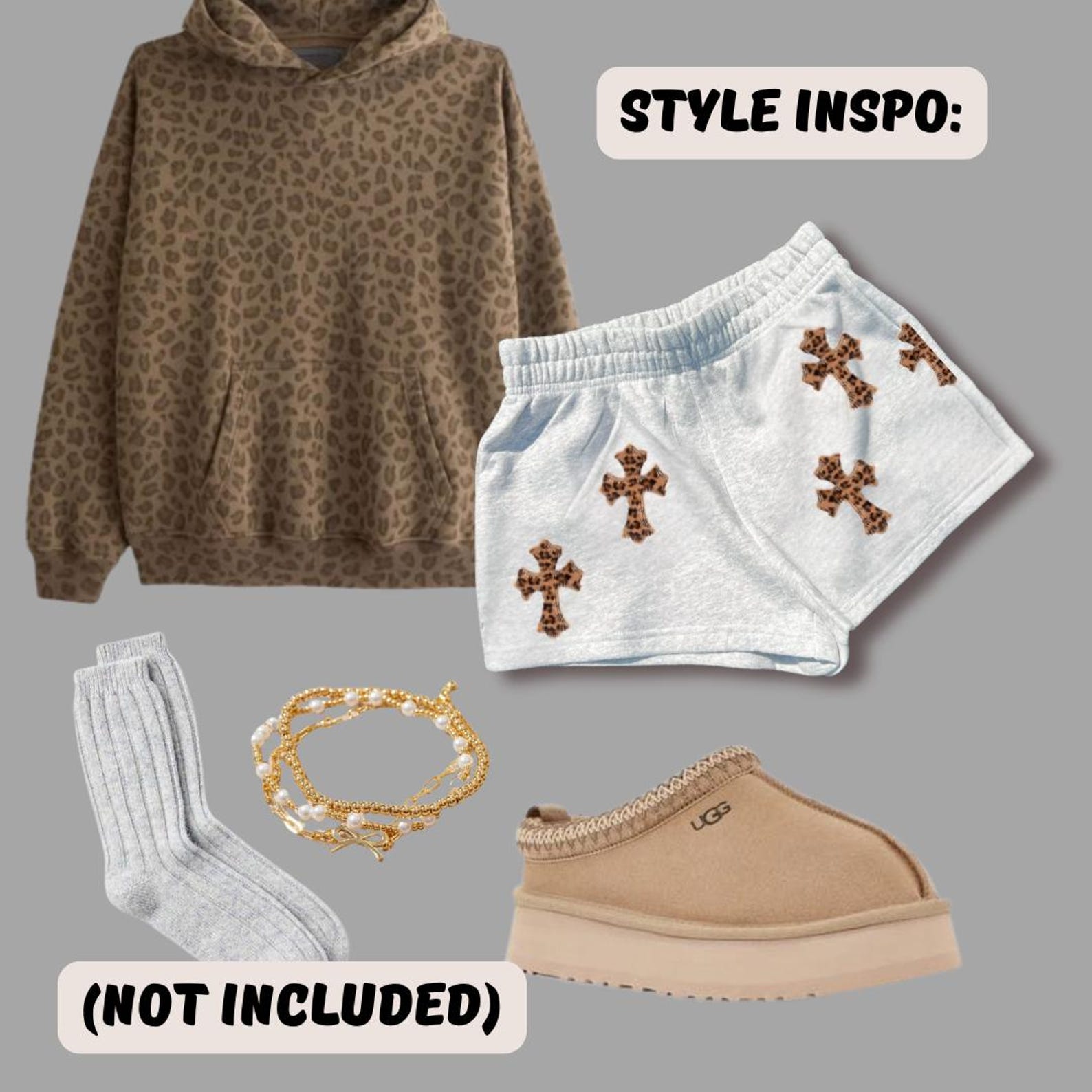 Cheetah Print Christian Cross Sweat Shorts Set, Religious Girl Comfy ...