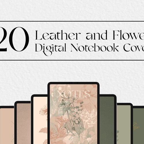 20 Floral & Leather Texture Digital Notebook Covers for - Etsy