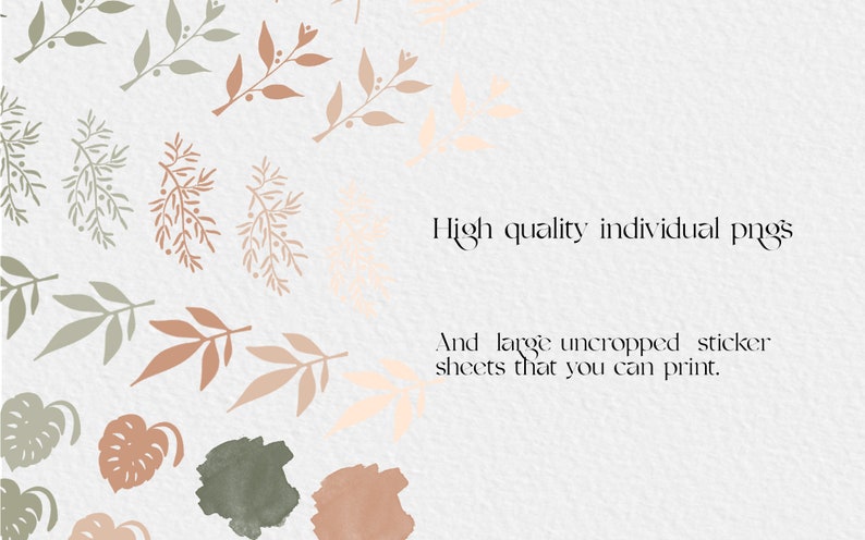 150+ Boho Botanical Elegant Digital Stickers for Digital Journals and ...