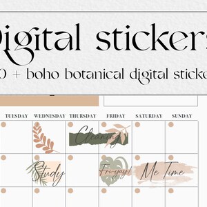 150+ Boho Botanical Elegant Digital Stickers for Digital Journals and ...