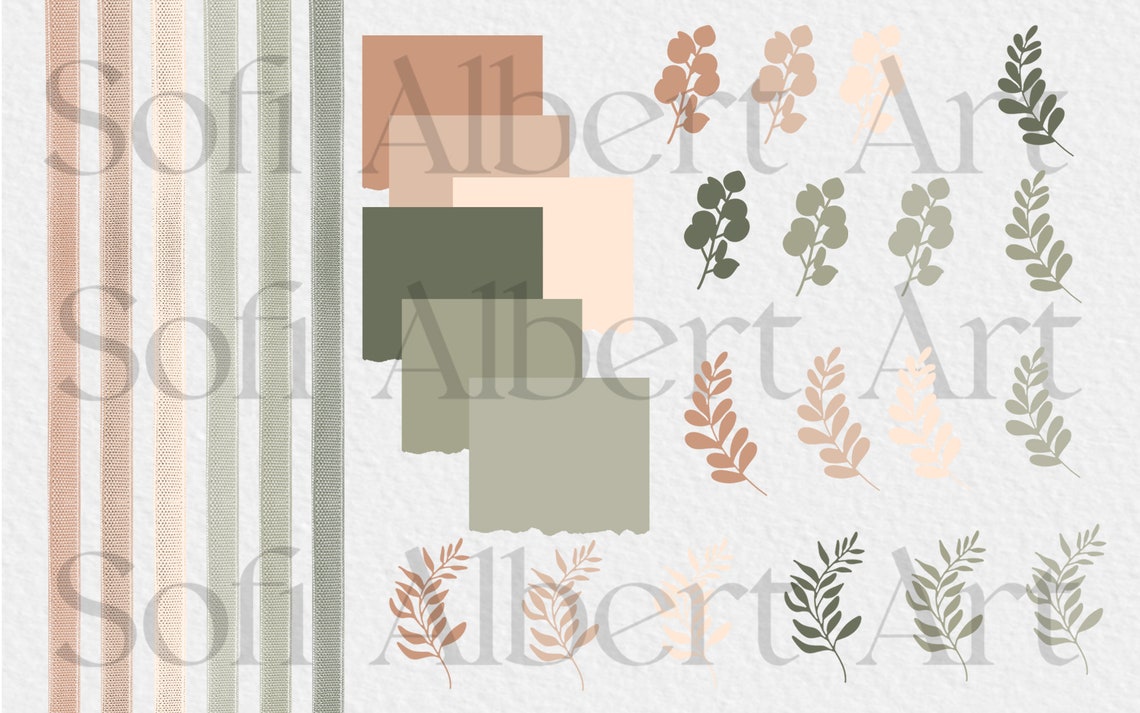150 Boho Botanical Elegant Digital Stickers for Digital Journals and ...