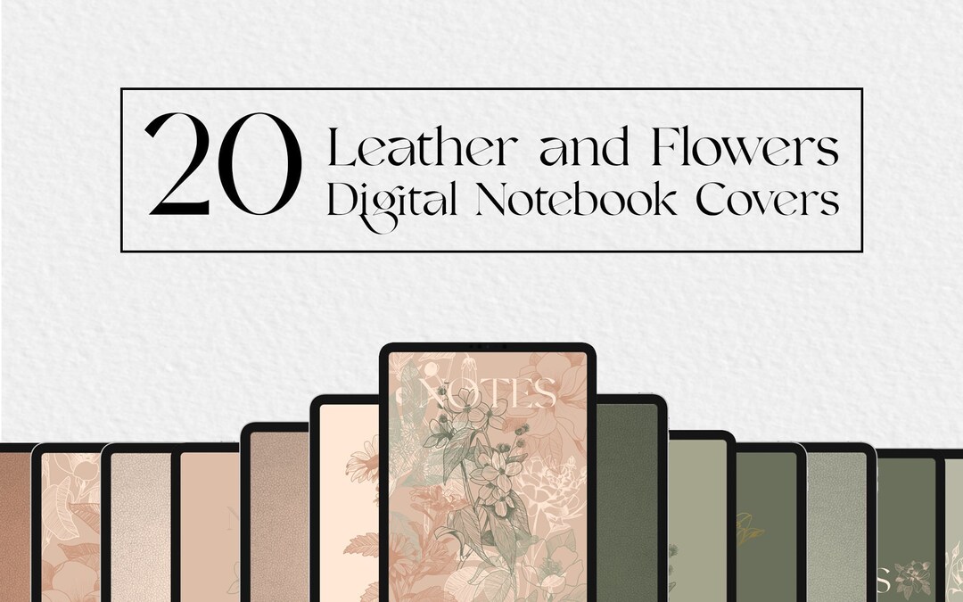 20 Floral & Leather Texture Digital Notebook Covers for Goodnotes, and ...