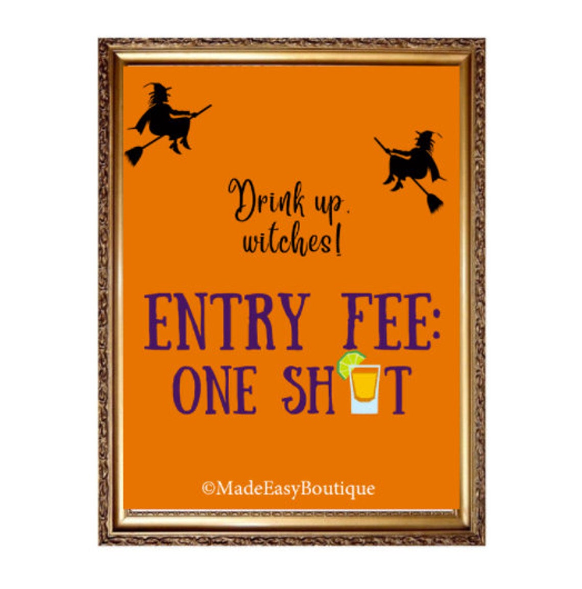 Entry Fee: One Shot Halloween Printable Sign | Etsy
