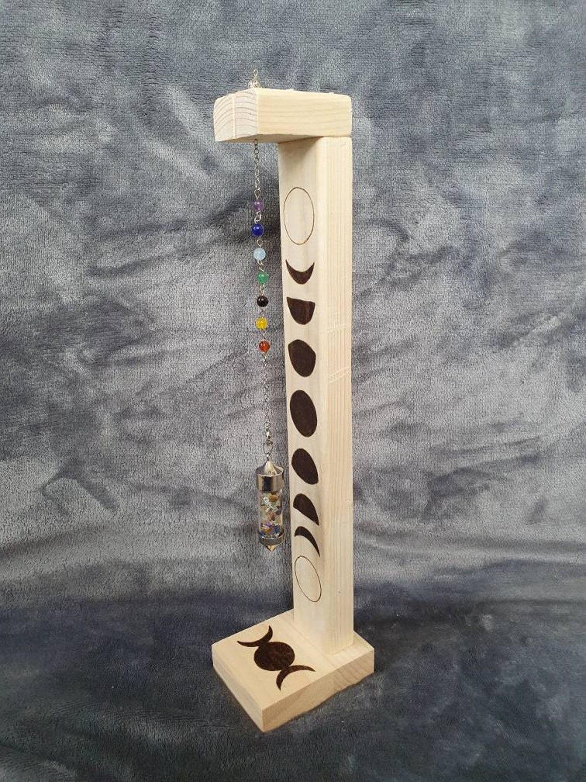 Handmade Deluxe Pendulum Stand With Hand Pyrography Moon Phase - Etsy UK