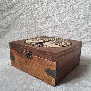 Handmade Tree of Life Box in Dark Oak Made From Reclaimed Wood (15cm X ...