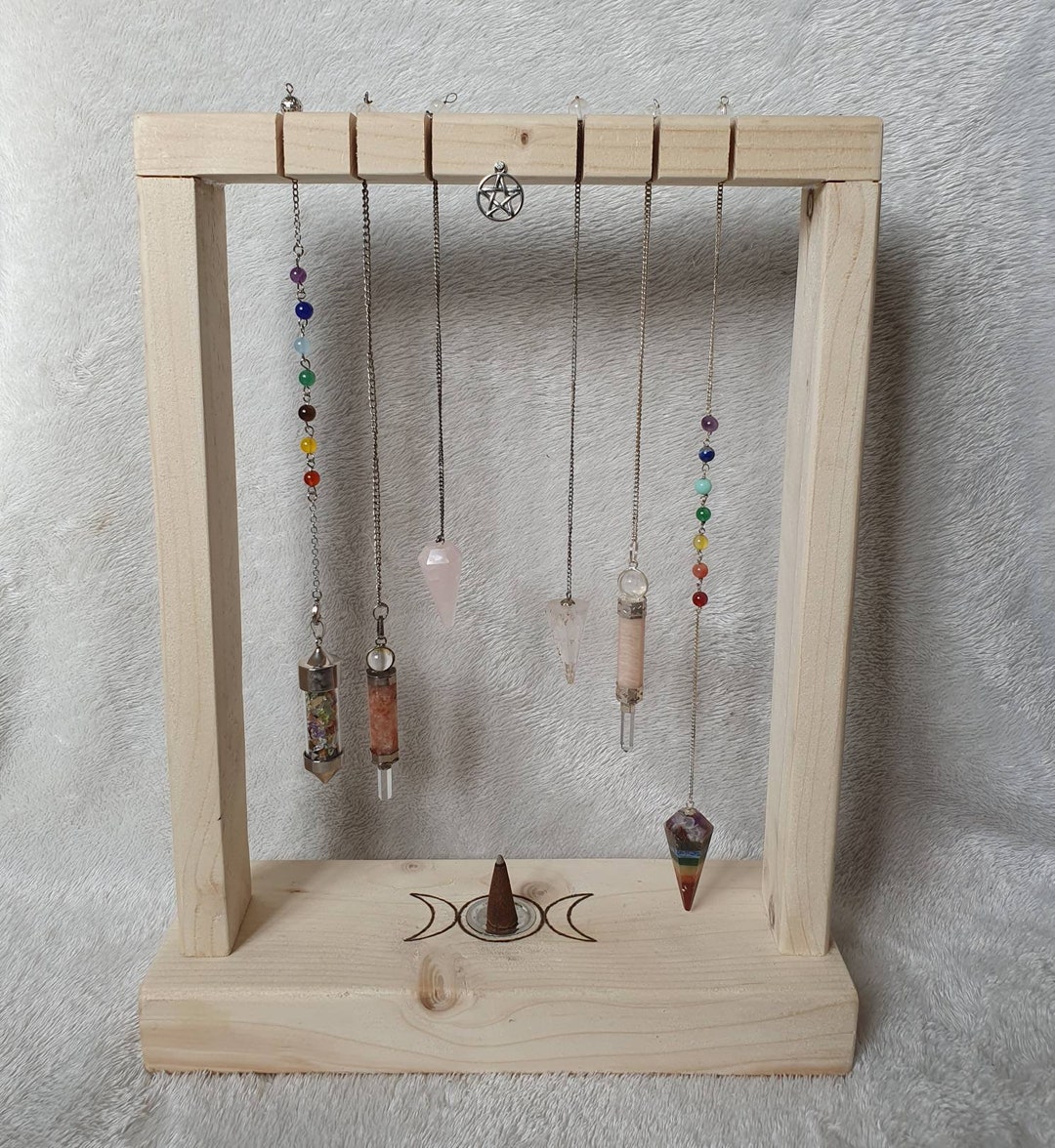 Handmade Stand for 6 Pendulums With Incense Burner for Charging and 4 ...