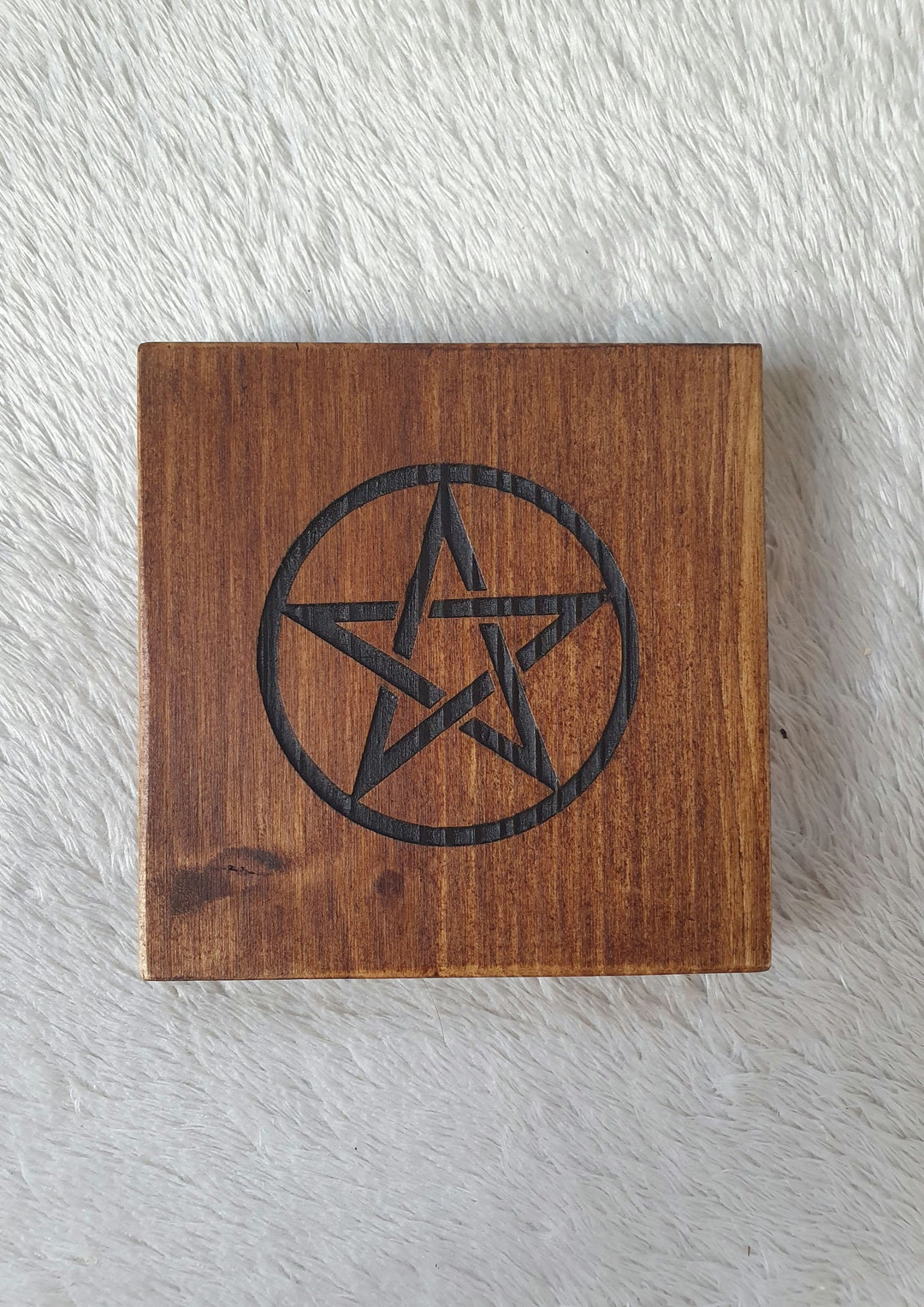 Handmade Small Wooden Pentacle Plaque 10cm X 10cm - Made From Reclaimed ...