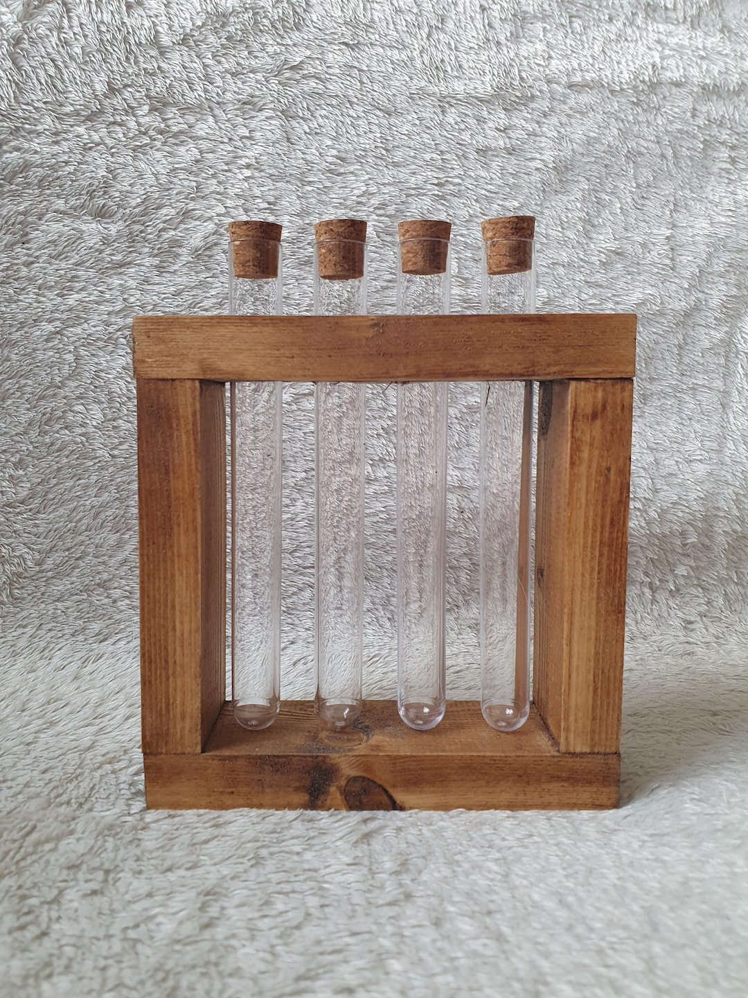 Handmade Wooden Test Tube Stand WITH 4 Test Tubes Included. - Etsy