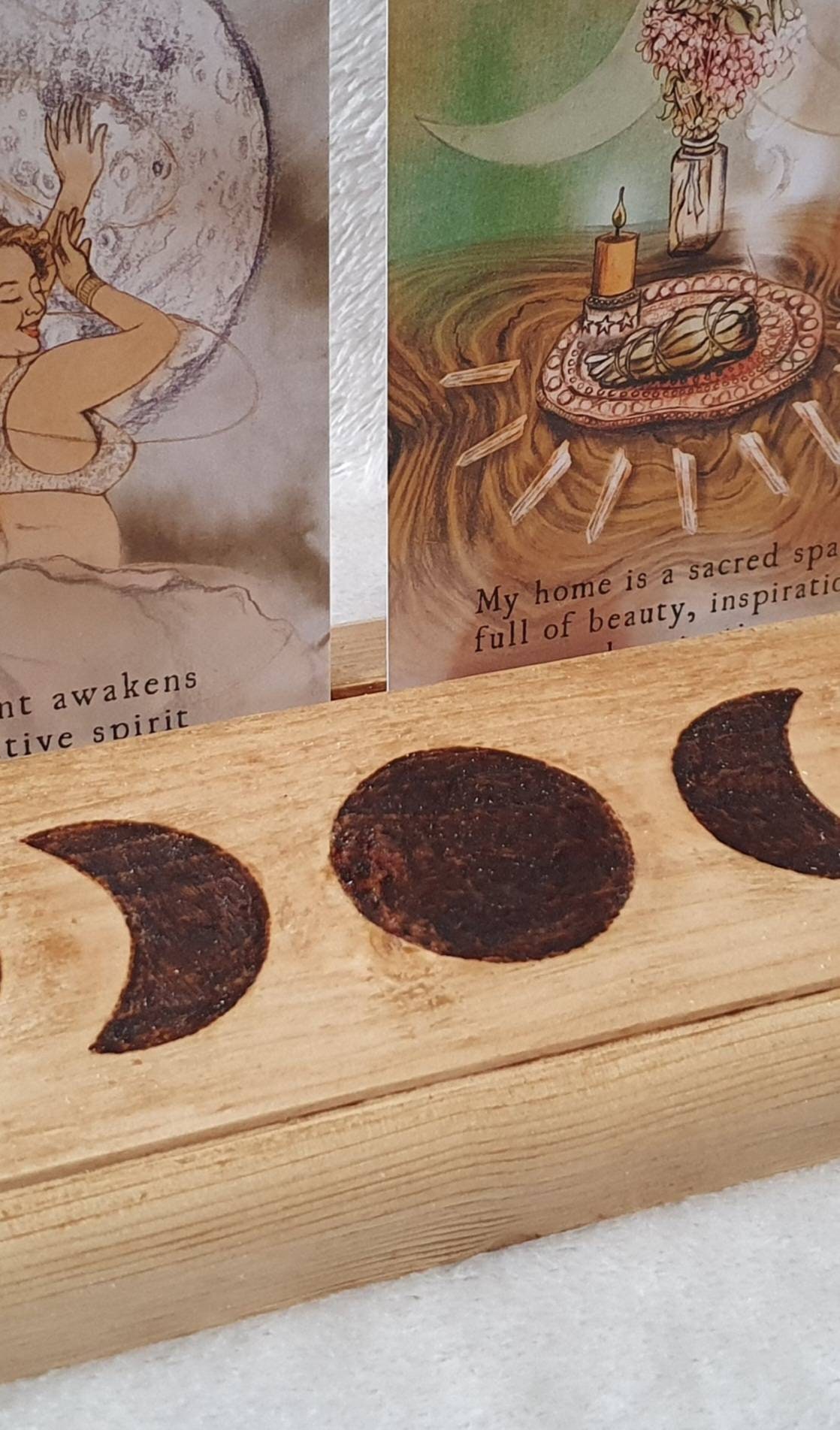 Handmade Hand Pyrography Moon Phase 4 X Tarot Card and Oracle - Etsy UK